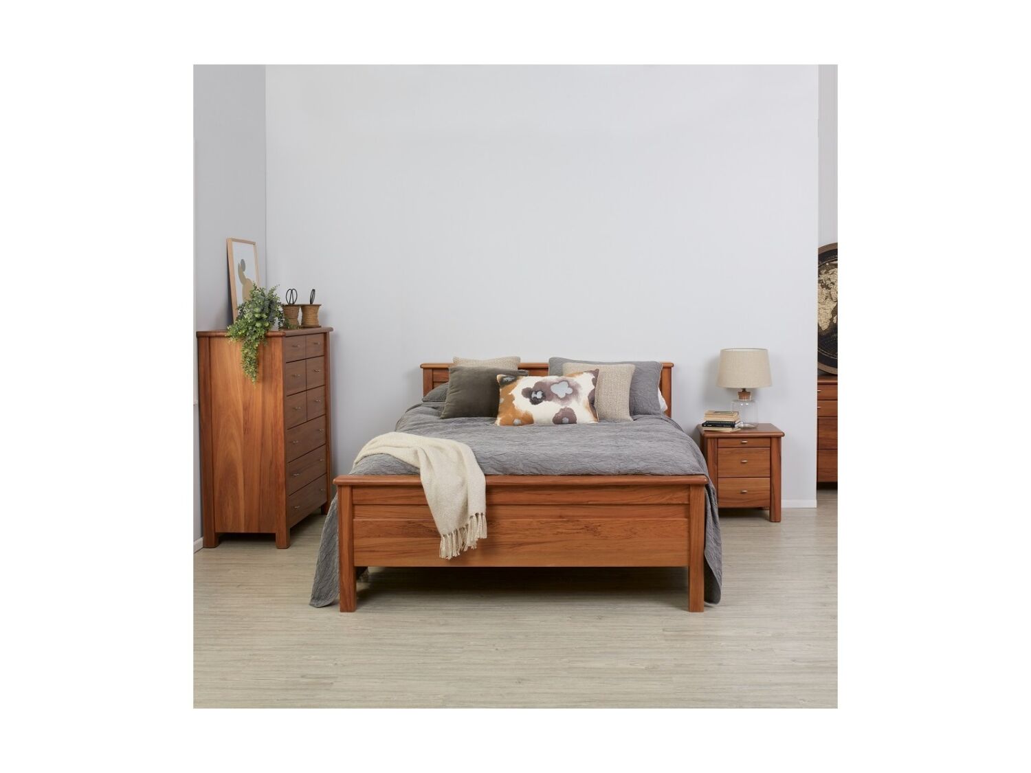 Apollo 3 Drawer Bedside - Rimu, Fabers Furnishings